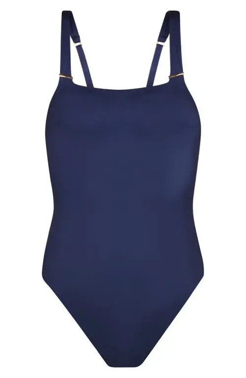 La Blanca Luxe Square Neck One-piece Swimsuit - Indigo