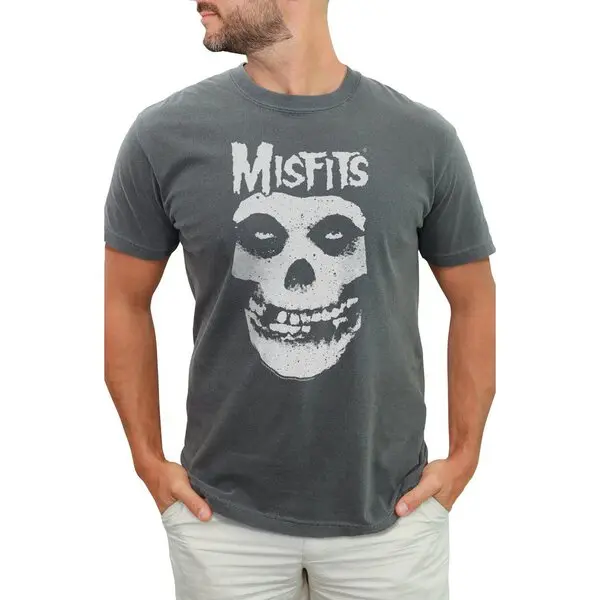 MISFITS Classic Fiend Skull Logo Distressed Graphic T-shirt