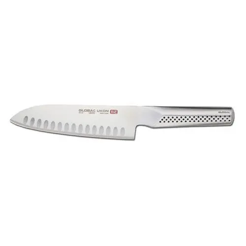 GLOBAL Ukon 7 Inch Hollow Ground Santoku Knife - Silver