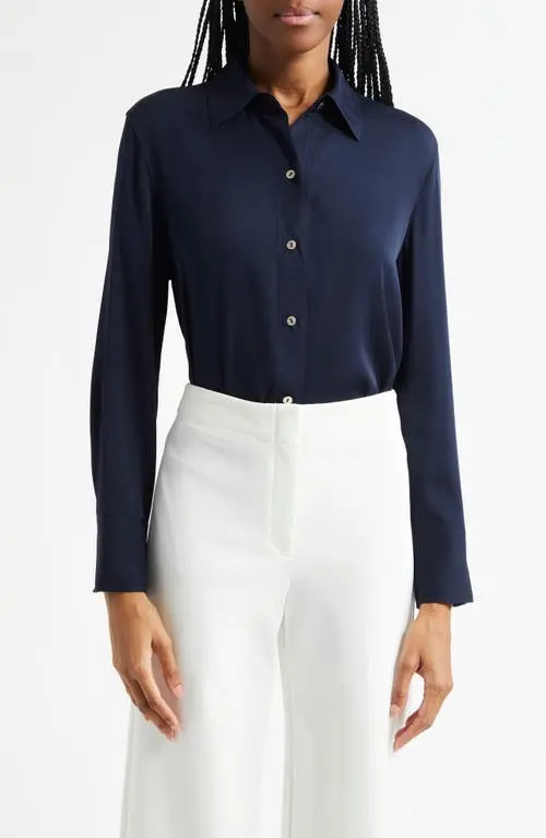 Vince Stretch Silk Button-up Shirt - Coastal