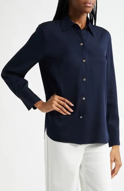 Vince Stretch Silk Button-up Shirt - Coastal