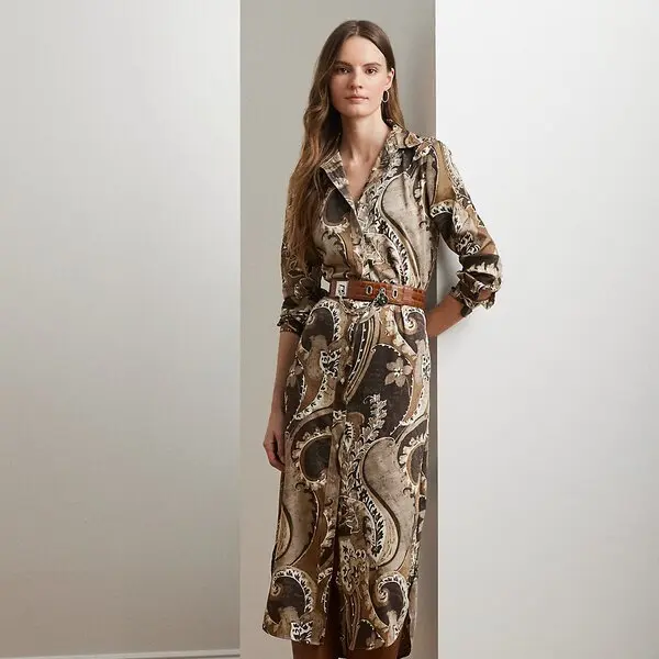 Ralph Lauren Paisley Twill Shirt Dress In Brown Multi - 39% Off |  Editorialist