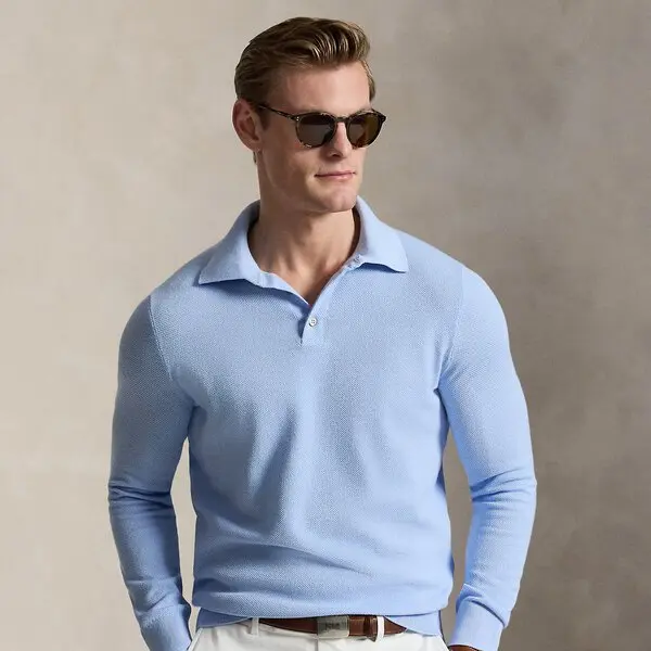 Ralph Lauren Performance Cotton-blend Polo Sweater - Office Blue