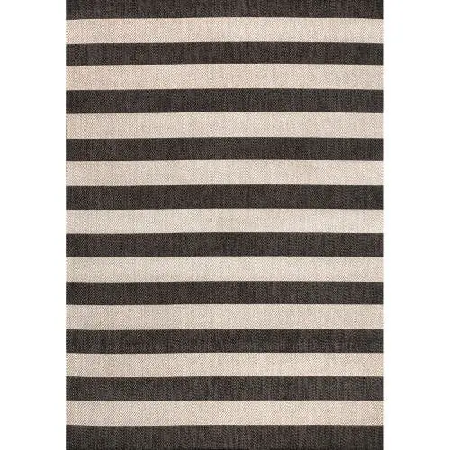 JONATHAN Y Negril Two-tone Wide Stripe Indoor/outdoor Area Rug - Black/beige