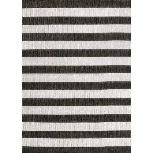 JONATHAN Y Negril Two-tone Wide Stripe Indoor/outdoor Area Rug - Black/cream