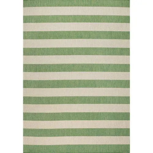 JONATHAN Y Negril Two-tone Wide Stripe Indoor/outdoor Area Rug - Green/cream