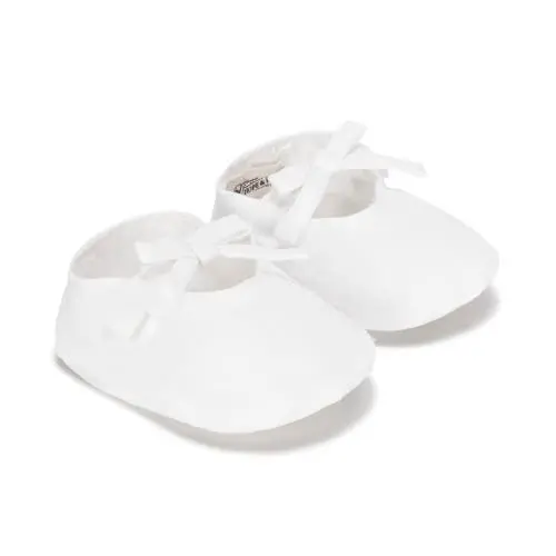 HOPE & HENRY Linen Bow Soft Shoe - Soft White Linen Bow