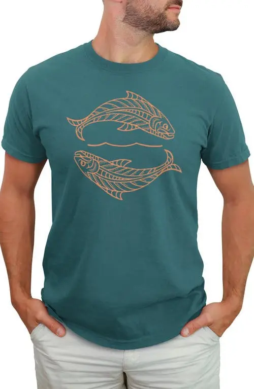 LOST GODS Simple Fish Print Graphic T-shirt