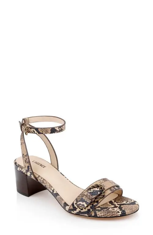 L'Agence Hughette Snakeskin Embossed Sandals - Natural Snake Embossed