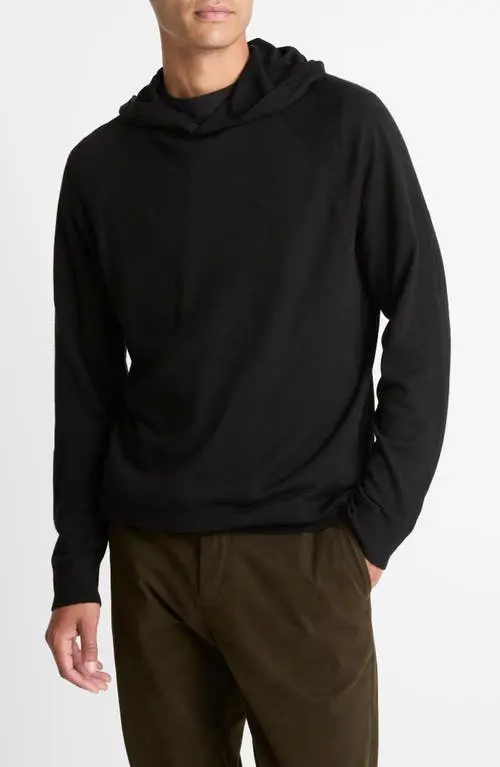 Vince Wool & Cashmere Hooded Sweater - Black