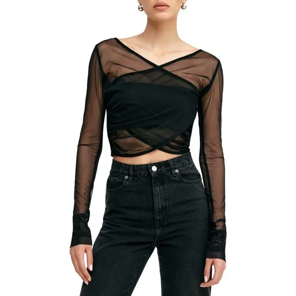 MARCELLA Britney Mesh Crop Top