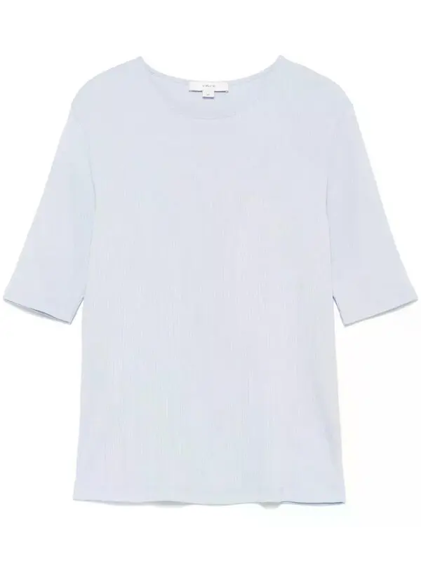 Vince Ribbed Cotton T-shirt - Blue