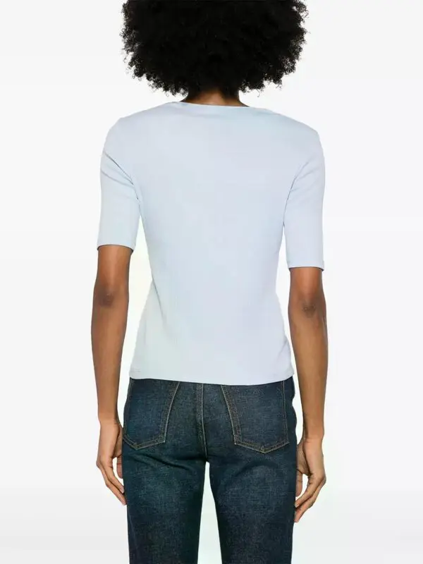 Vince Ribbed Cotton T-shirt - Blue