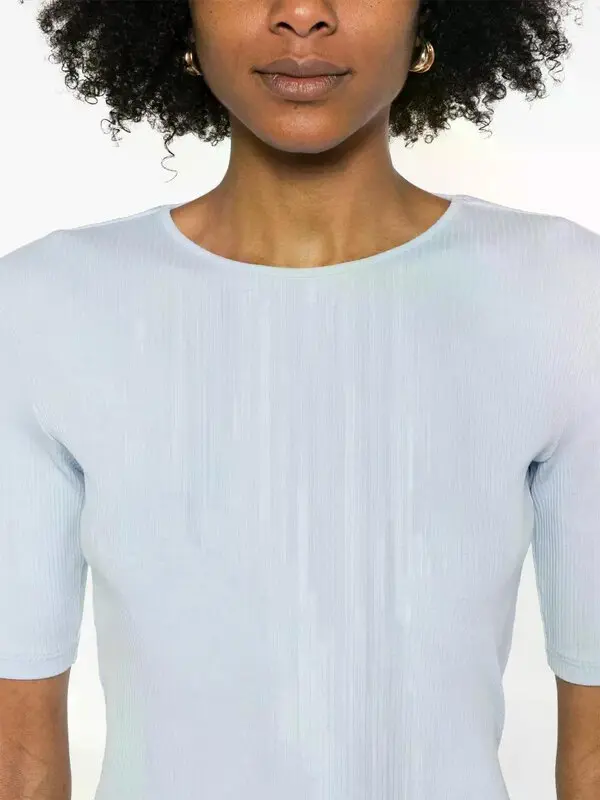 Vince Ribbed Cotton T-shirt - Blue