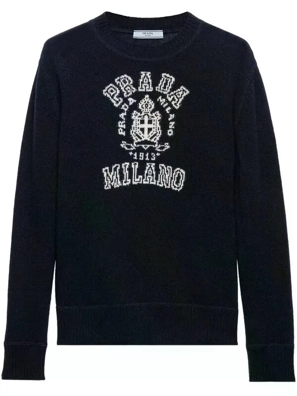 Prada Logo-intarsia Sweater - Blue