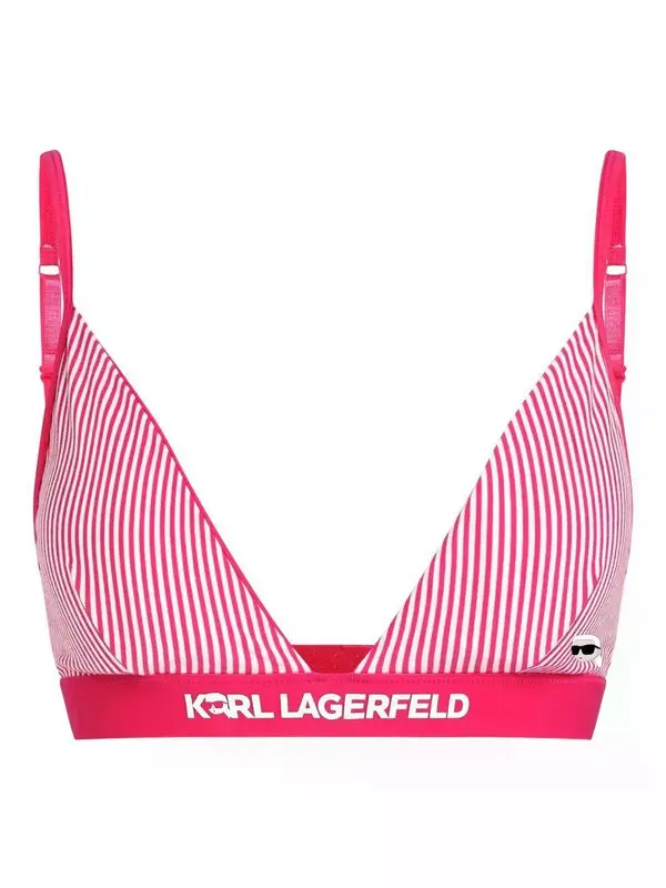 Karl Lagerfeld Ikon Striped Bra - Pink