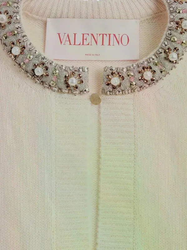 Valentino Garavani Embroidered Virgin Wool Sweater - Neutrals
