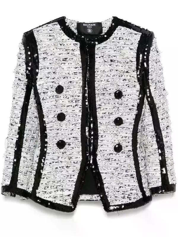 Balmain Glitter-detail Jacket - White
