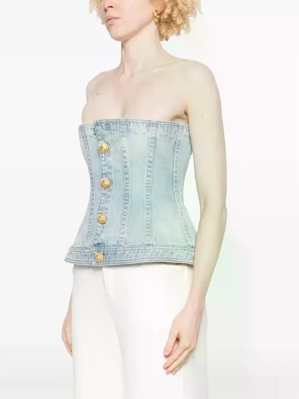 Balmain Denim Corset Top