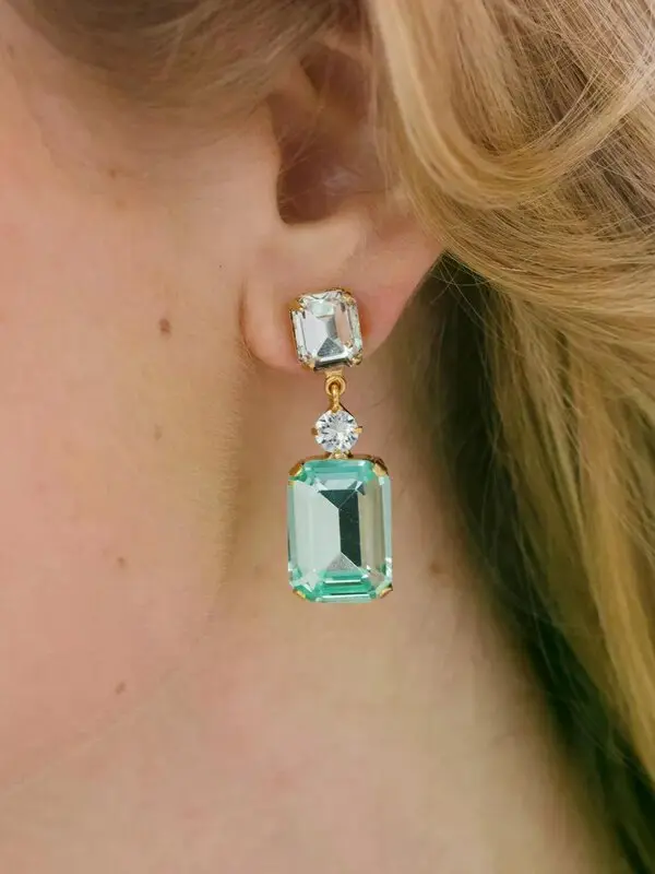 JENNIFER BEHR Justine Crystal Drop Earrings - Green