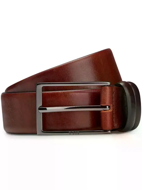 BOSS Logo-engraved Leather Belt - Brown