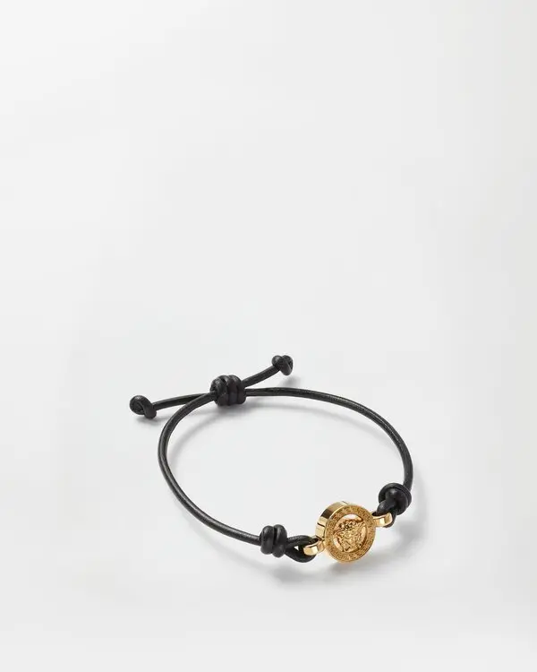 Versace Medusa '95 Leather Bracelet - Black+gold
