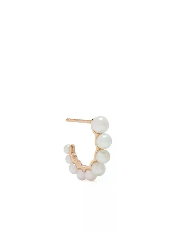 Sophie Bille Brahe 14k Yellow Gold Petit Boucle De Perle Earring - White