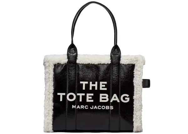 Marc Jacobs The Crinkle Leather Tote Bag Large - Black