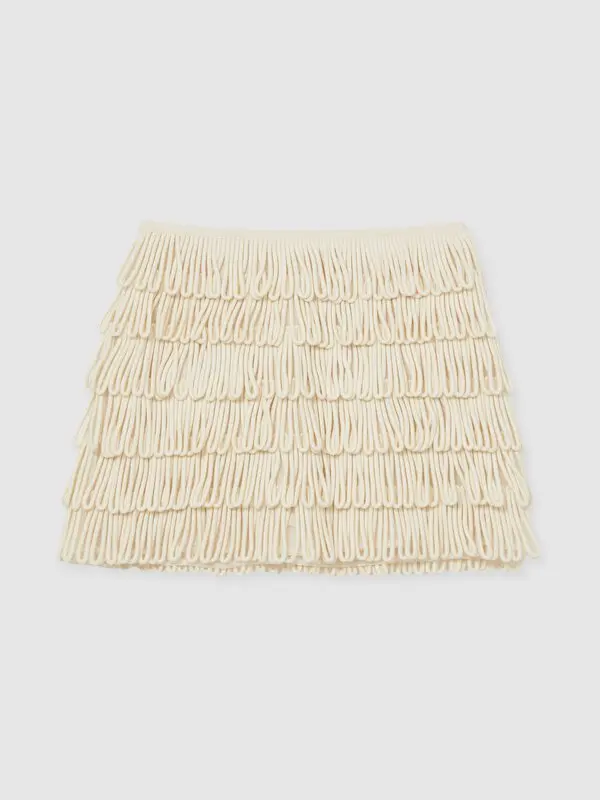 REISS Bobbi Loop-stitch Fringe Mini Skirt