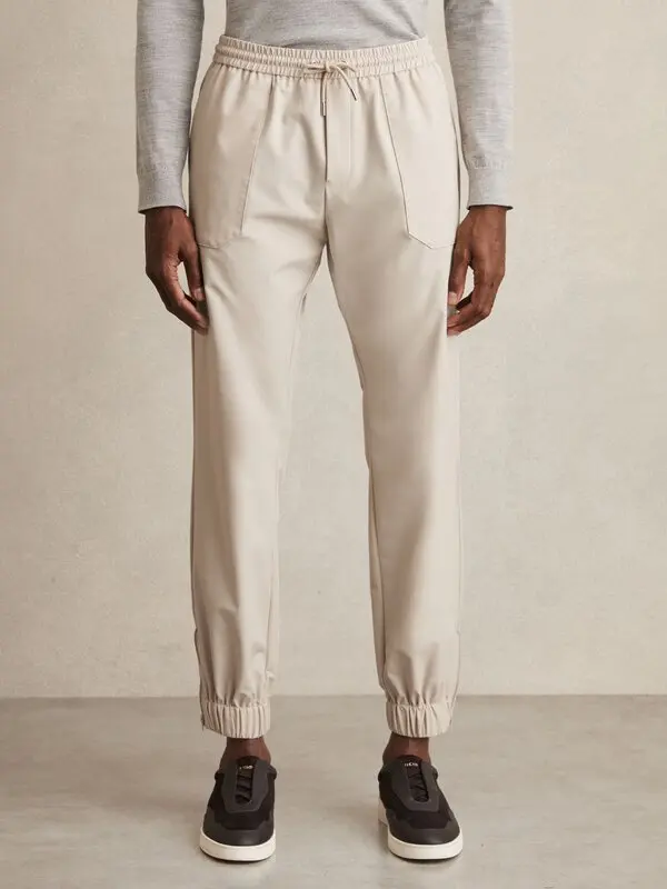 REISS Trouser Climb Stretch-nylon Cuff Trousers - Stone