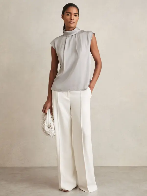 REISS Dania High Neck Top