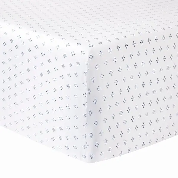 ANNE DE SOLENE Malacca Fitted Sheet, Queen - Blue On White