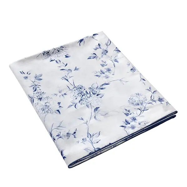 ANNE DE SOLENE Malacca Flat Sheet, Queen - Blue On White