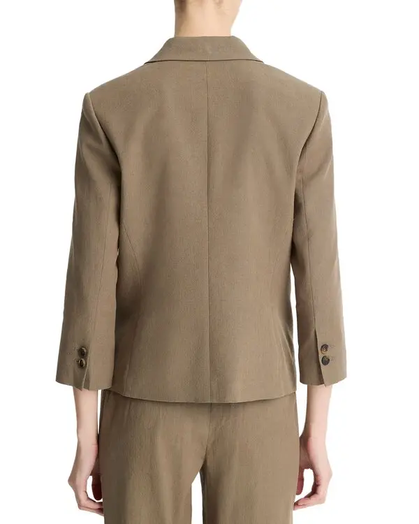 Vince Linen Blend Shrunken Blazer - Moss Smoke
