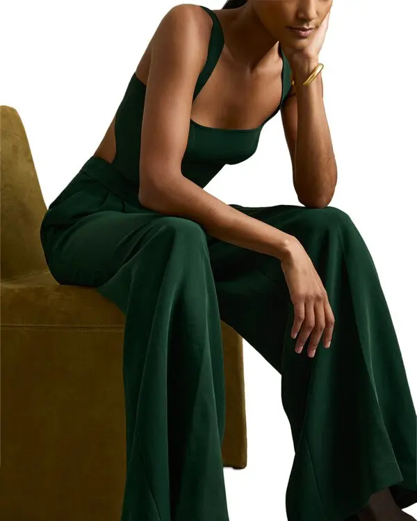 REISS Dion Wide Leg Jumpsuit - Green
