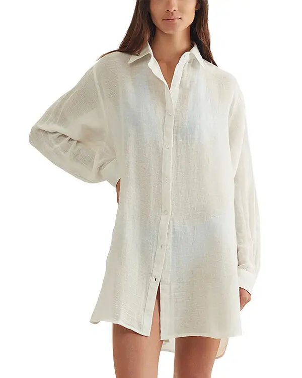 Polo Ralph Lauren Boyfriend Shirt Swim Cover-up - Cream White