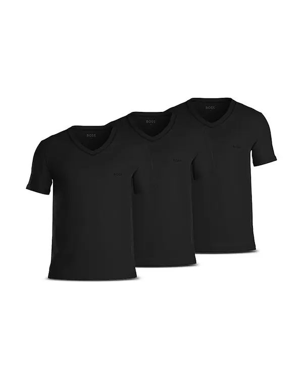 BOSS Classic V Neck Tee, Pack Of 3 - Black