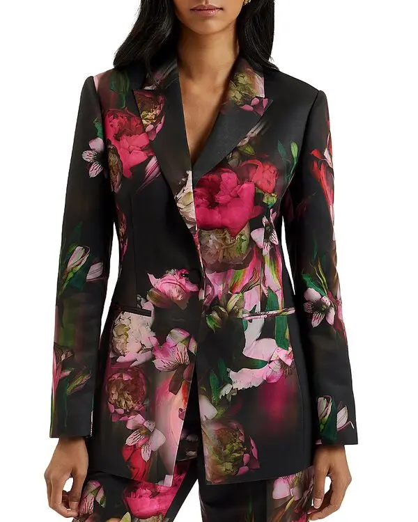 Ted Baker London Floral Print Blazer - Black