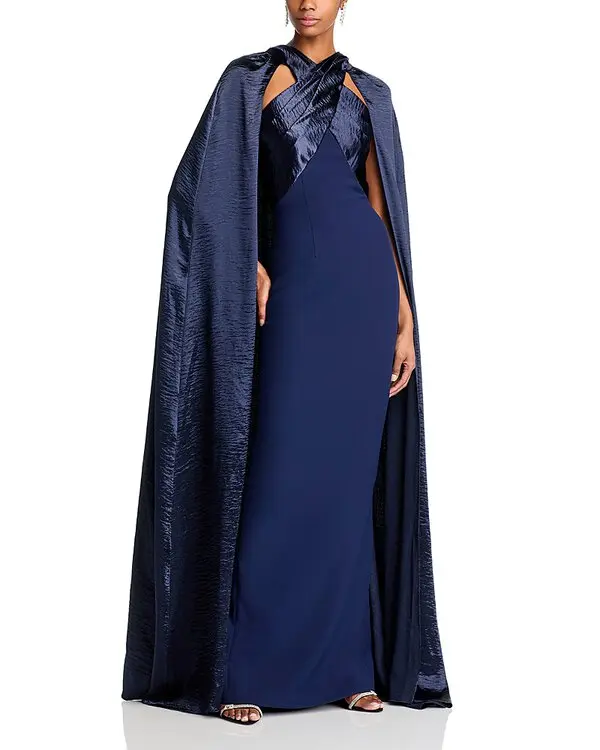 Safiyaa Alara Column Gown With Cape