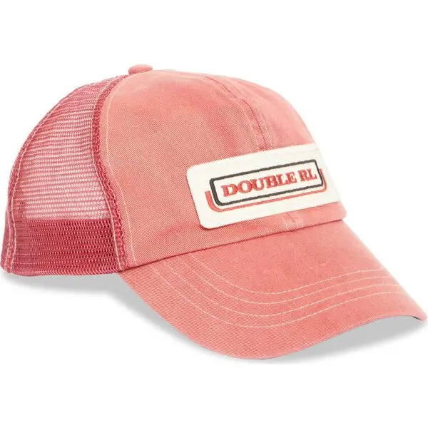 Double Rl Logo Patch Cotton Twill Trucker Hat - Faded Red