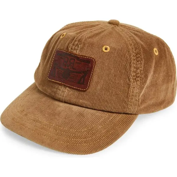 Double Rl Logo Patch Cotton Corduroy Baseball Cap - Tan