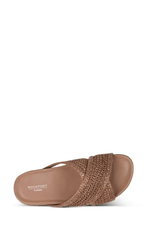 Rockport Leia Slide Sandal - Medium Brown Woven