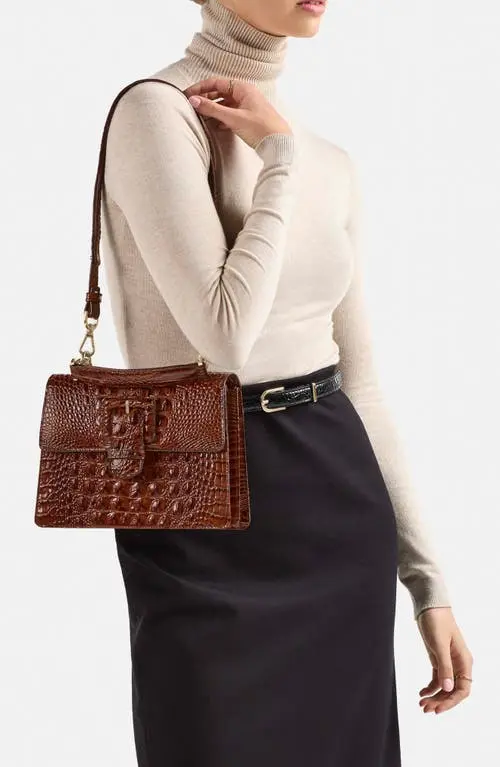 Brahmin Small Hallie Croc-embossed Satchel
