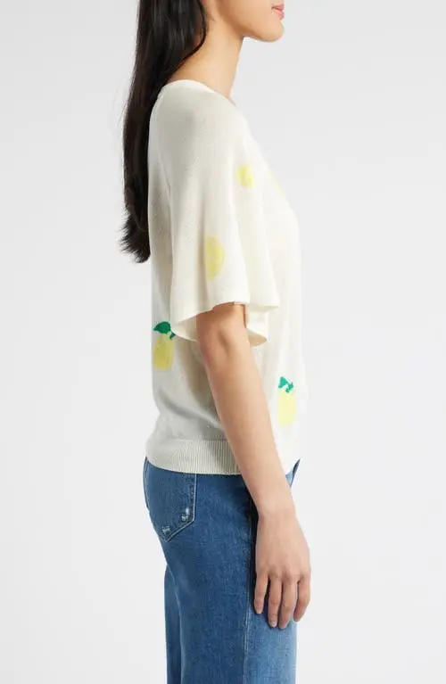 Wit & Wisdom V-neck Batwing Lemon Sweater - Vanilla