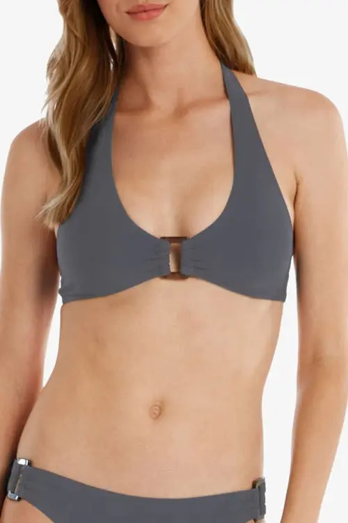 Helen Jon D/dd Tortoise Halter Bikini Top - Mineral