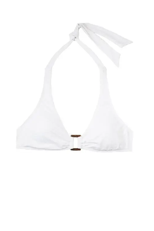 Helen Jon D/dd Tortoise Halter Bikini Top - Textured White