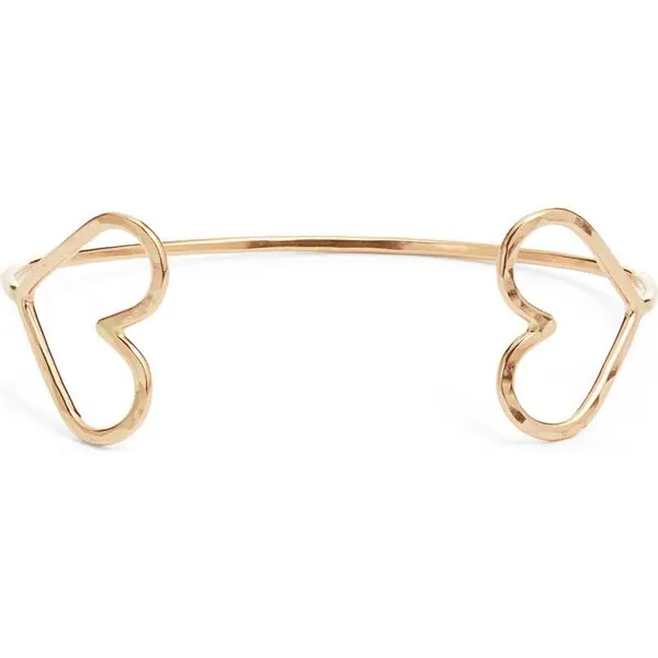 NASHELLE Double Heart Cuff Bracelet - Gold Fill