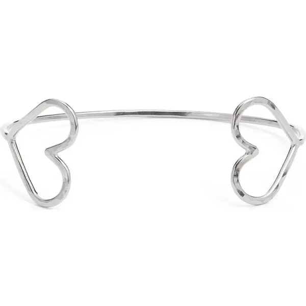 NASHELLE Double Heart Cuff Bracelet - Sterling Silver