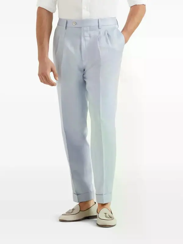 Brunello Cucinelli Pressed-crease Trousers - Blue