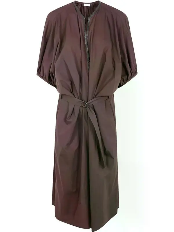 Brunello Cucinelli Crystal-embellished Midi Dress - Brown